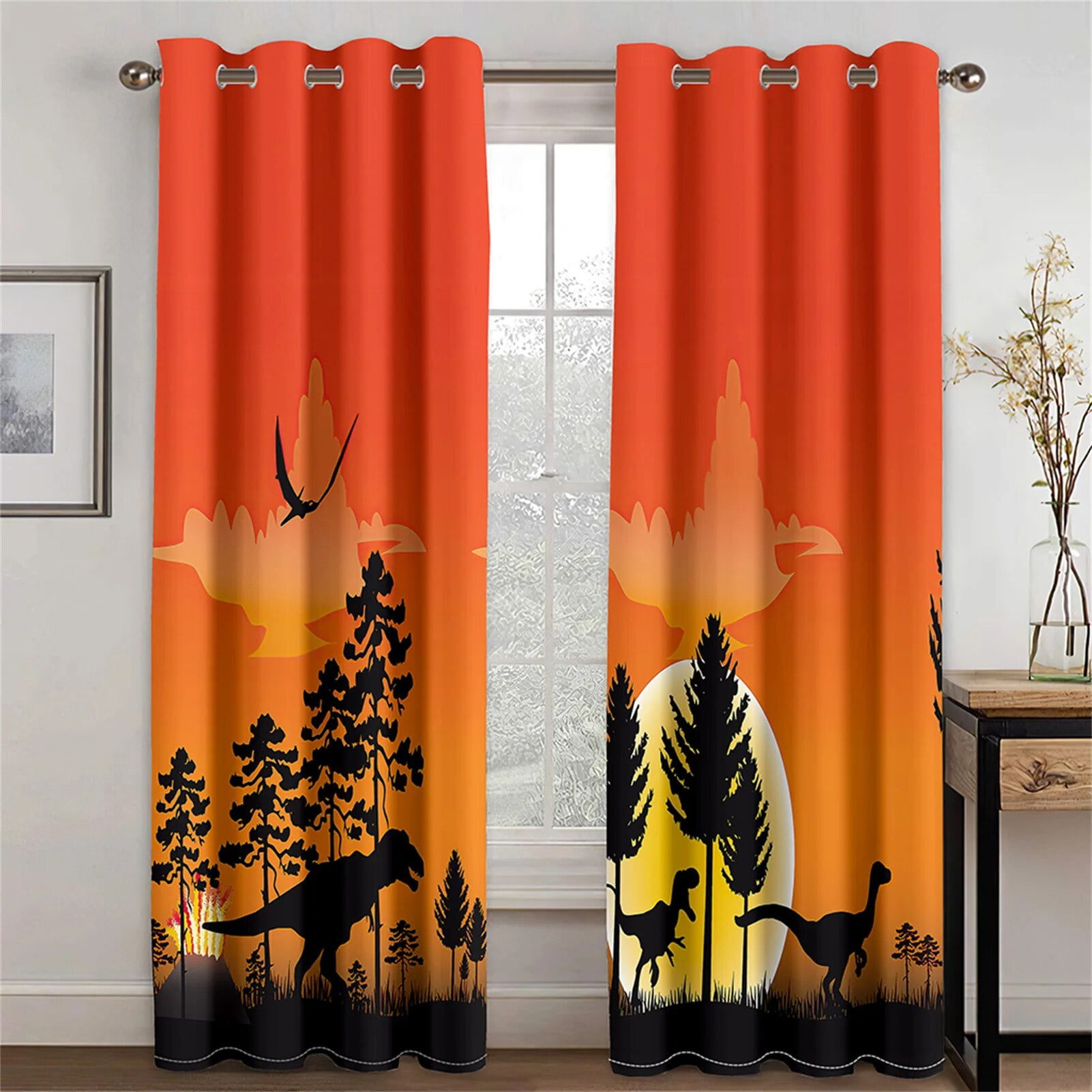 Boy Girl Funny Cartoon Dinosaur Forest Children's 2 Pieces Thin Shading ...