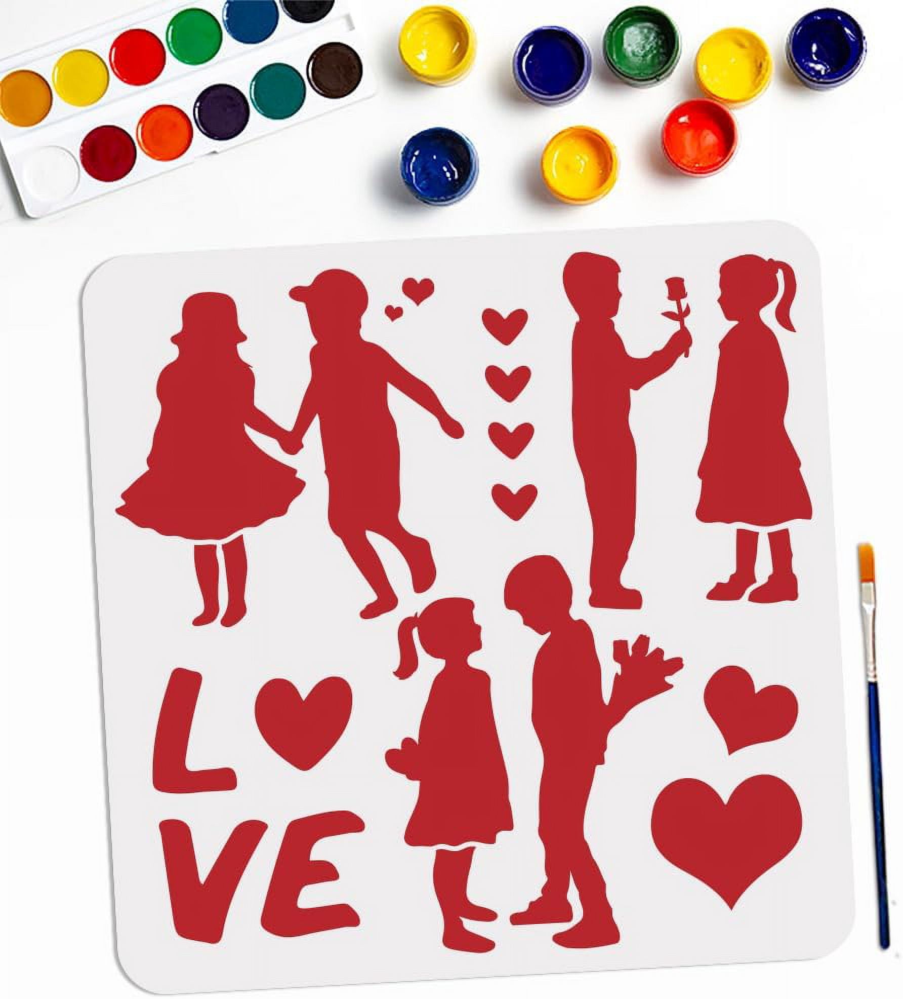 Boy Girl Love Stencil 11.8×11.8inch Romantic Love Heart Couple ...
