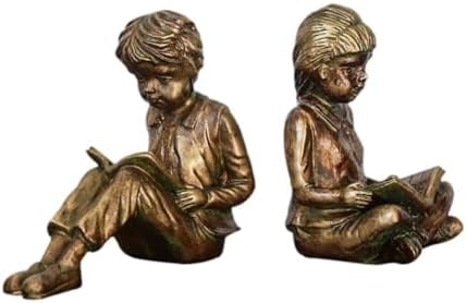 Boy Girl Reading Bookends Tabletop Decor Decorative Bookends Book Stand ...