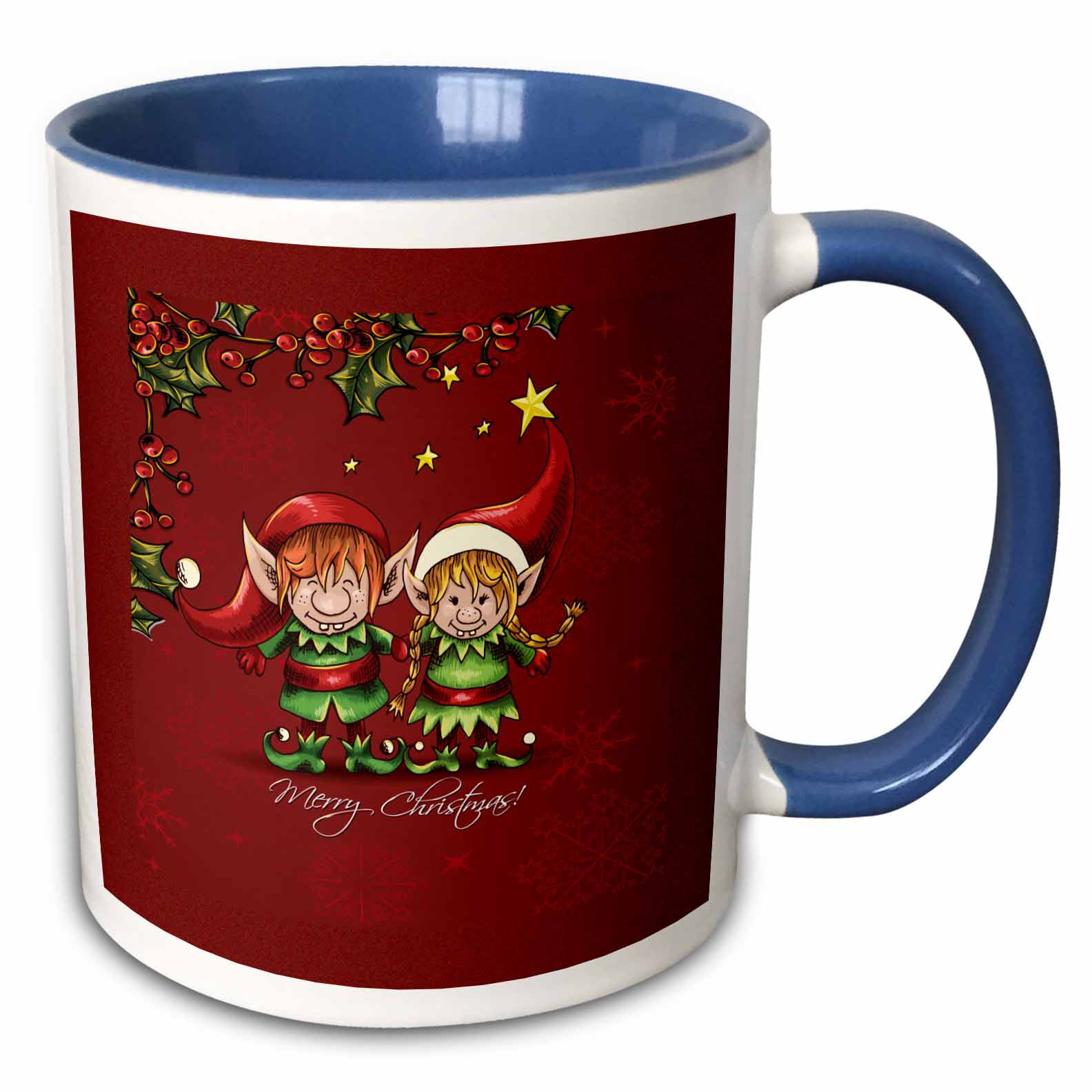 3drose, Boy Girl Santas Helpers Elves Merry Christmas Greeting with Red ...