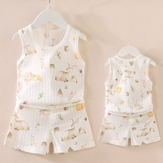 Boy Girl Summer Printing Two Piece Outfit Sets Toddler Children Short ...