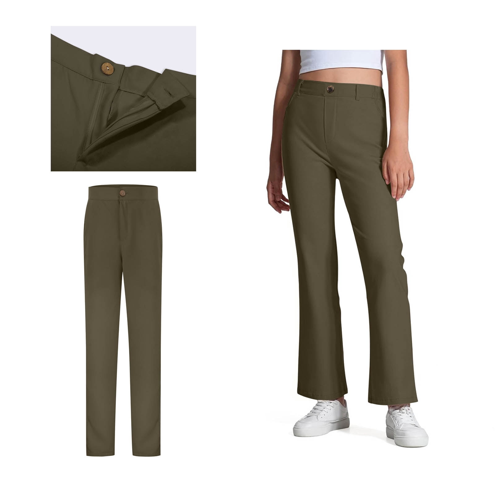 Boy and Girl Uniform Pants Zipper Style Chino Pants with Pockets ...