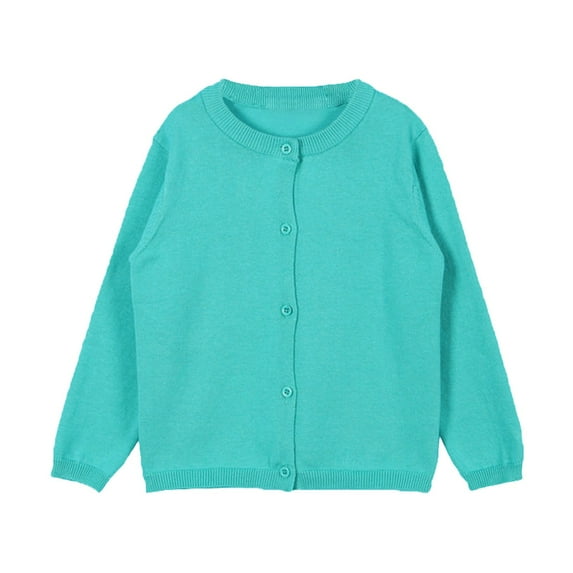 Boy' Girls' Cardigans Sweater Crew Neck Long Sleeve Button Knit Cotton ...
