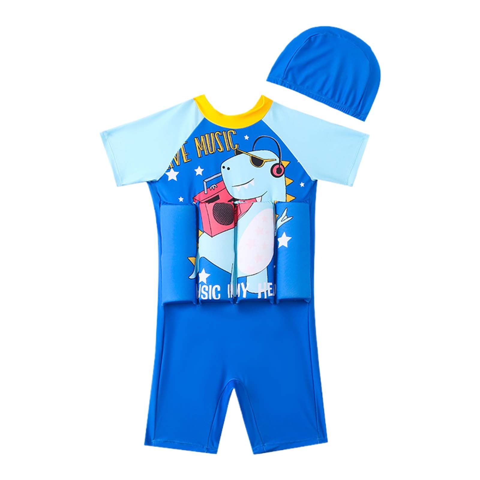 Boy Girls One-Piece Floatation Swimsuit Summer Short Sleeve Bathing ...