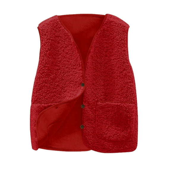 Boy Girls Sleeveless Vests Full Zipper Fuzzy Fleece Vests Jackets ...