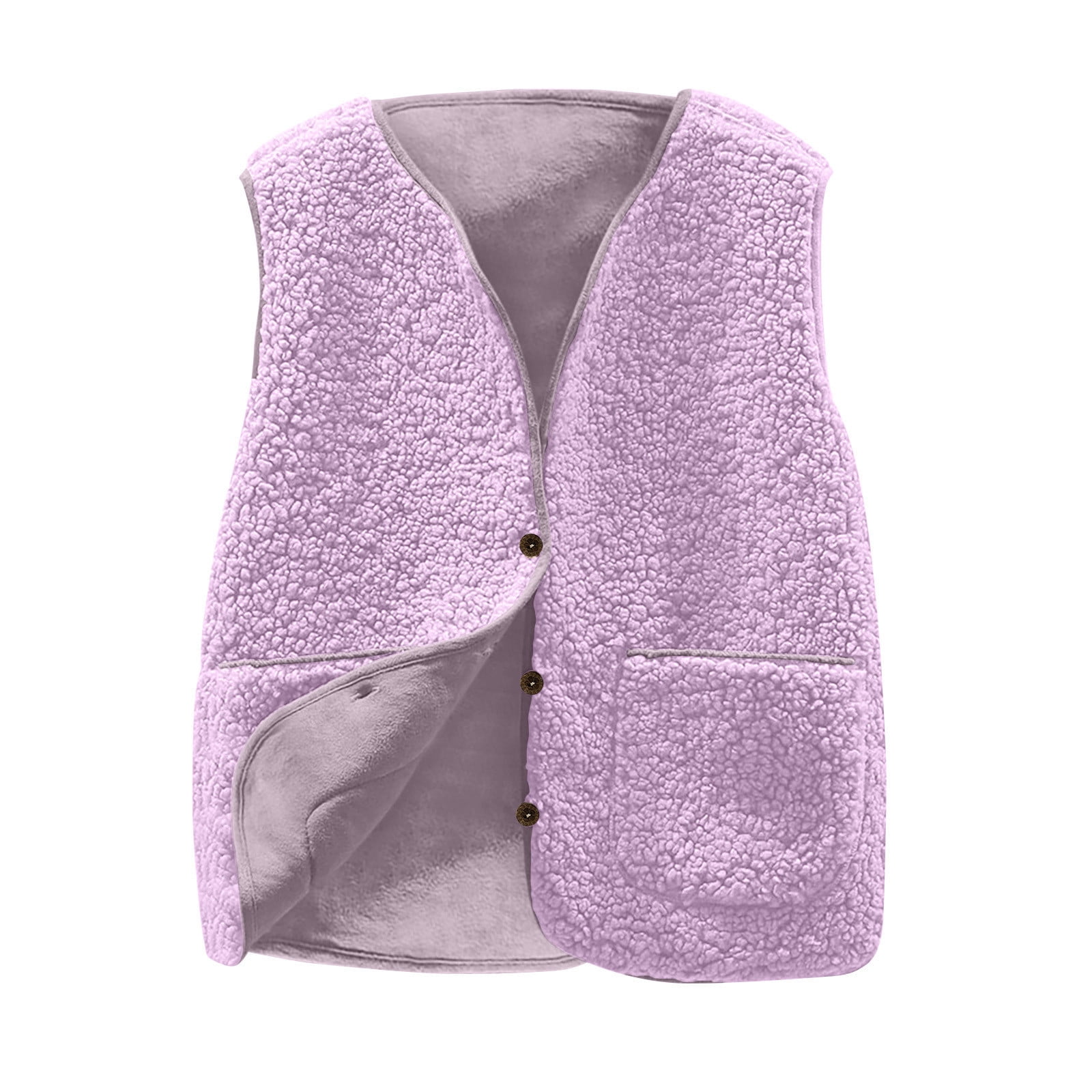 Boy Girls Sleeveless Vests Full Zipper Fuzzy Fleece Vests Jackets ...