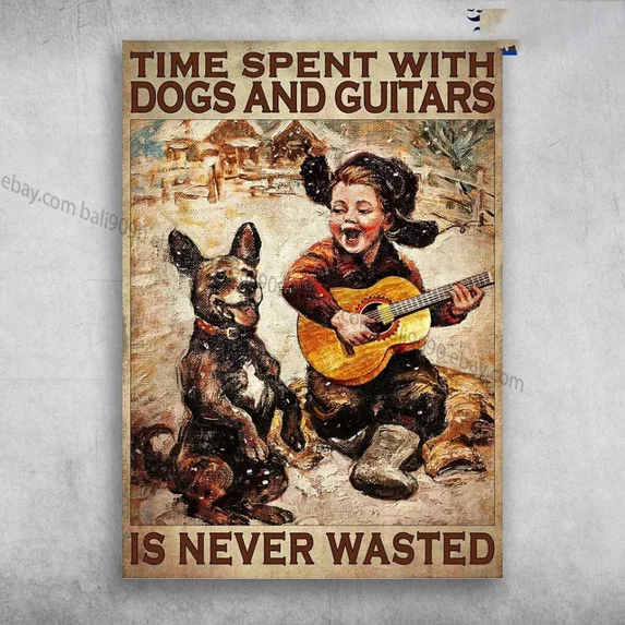 Boy Guitar Dog - Time Spent With Dogs And Guitars Is Never Wall Art ...