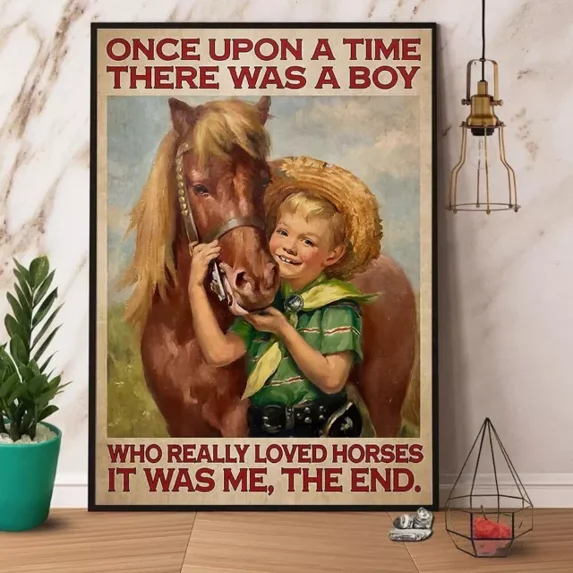 Boy & Horse A Boy Who Really Loved Horses Paper Poster Matte Poster Wal ...