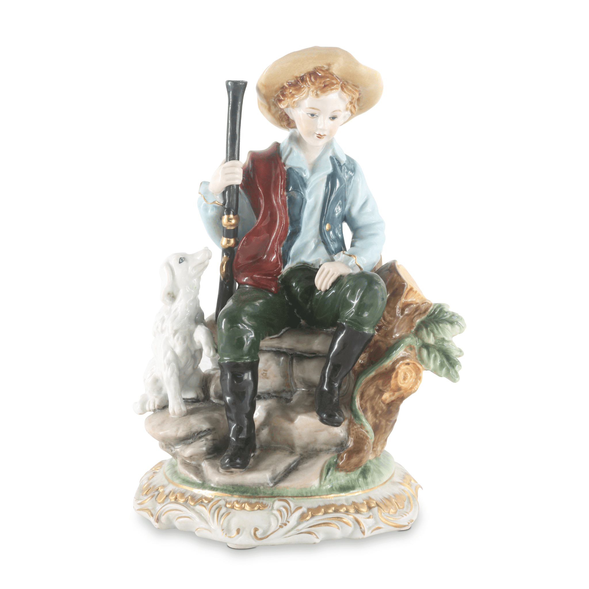 Boy Hunting Rococo Style Hand-painted Porcelain Figurine - Walmart.com