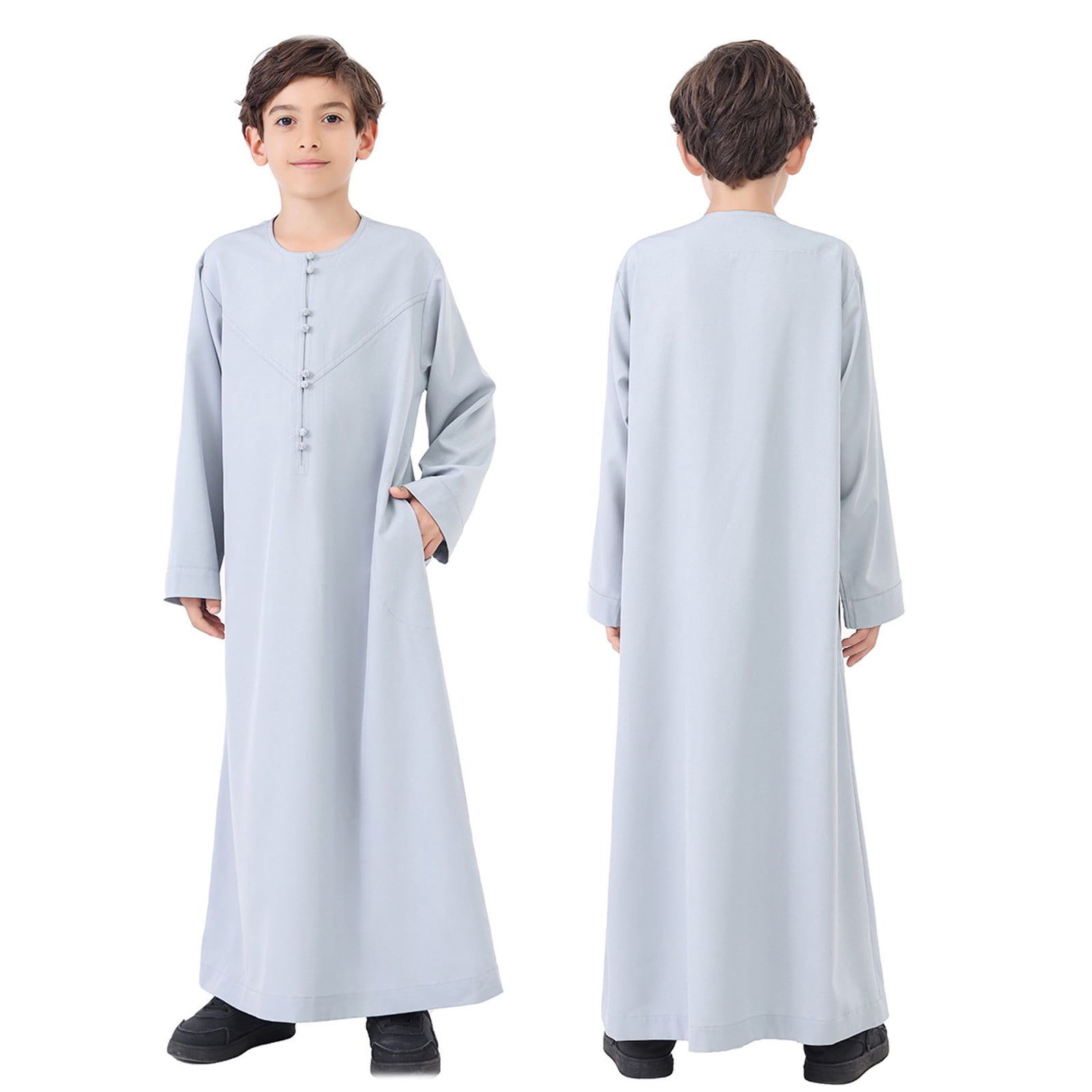 Boy Kaftan Thobe Casual Long Sleeves Thobes Crew Neck Boys Robe Light ...