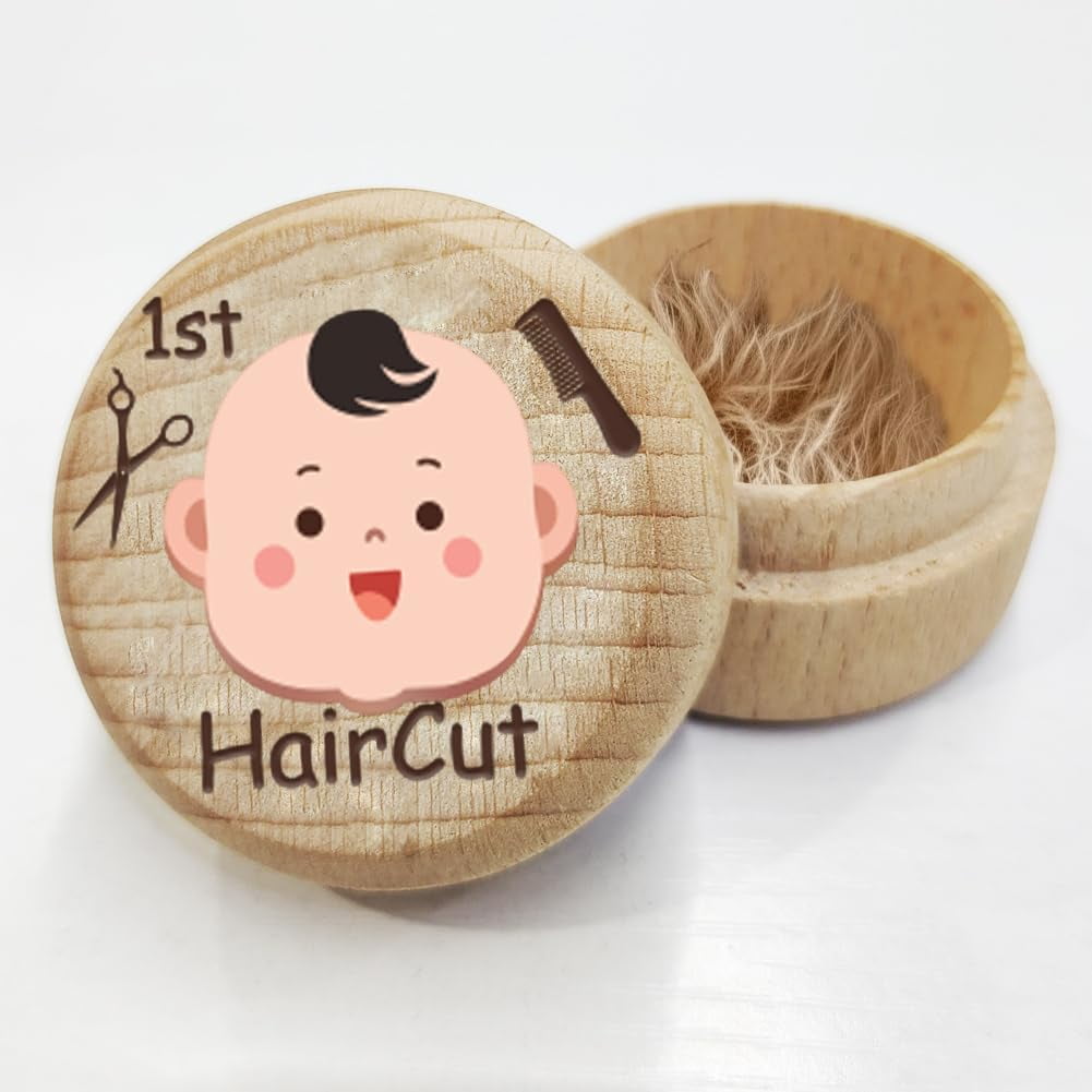 Boy Keepsake Box for First Hair First Haircut Keepsake Wooden Baby Hair ...