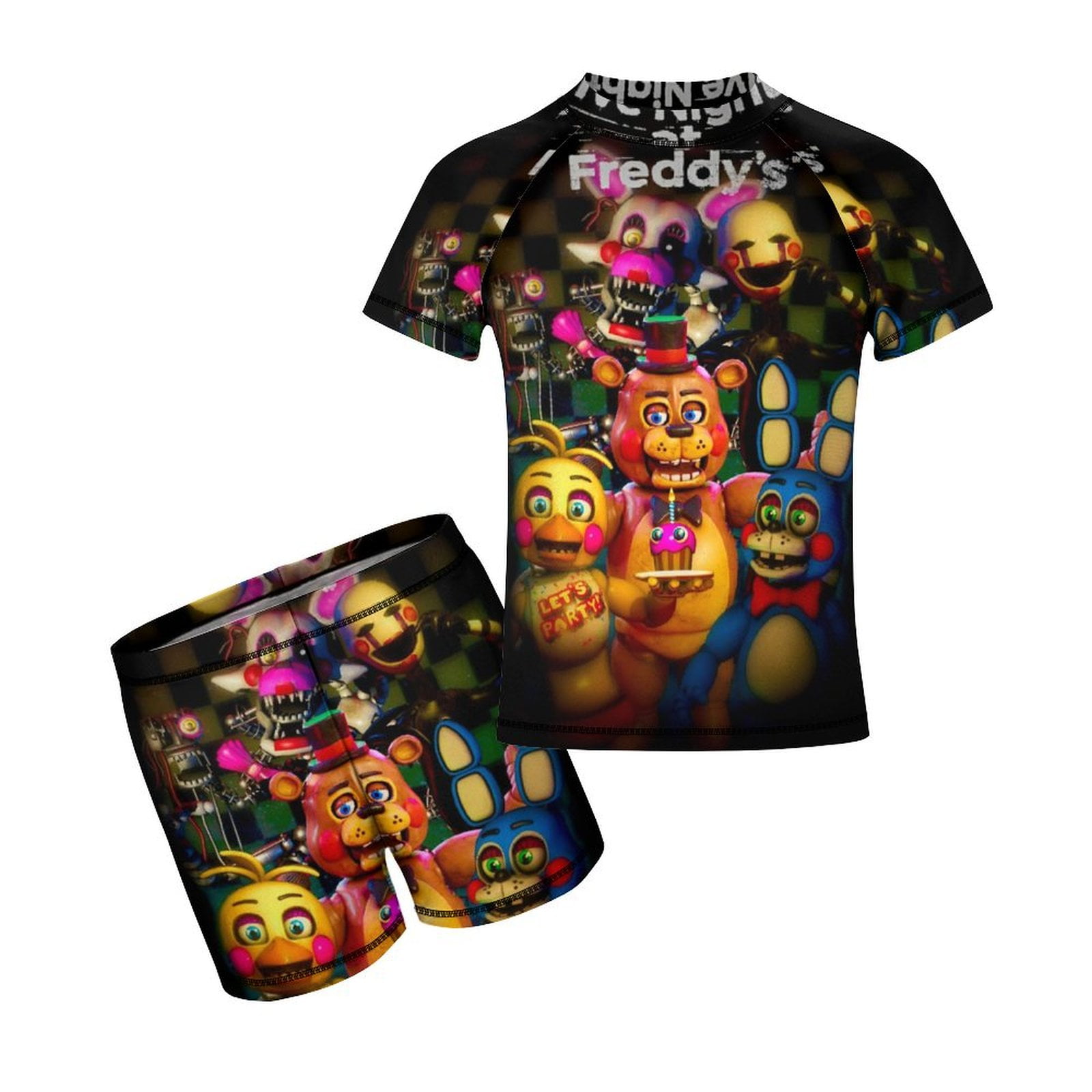 Boy Kids FNAF Five Night At Freddy Two Piece Swimsuits Long Sleeve Rash ...