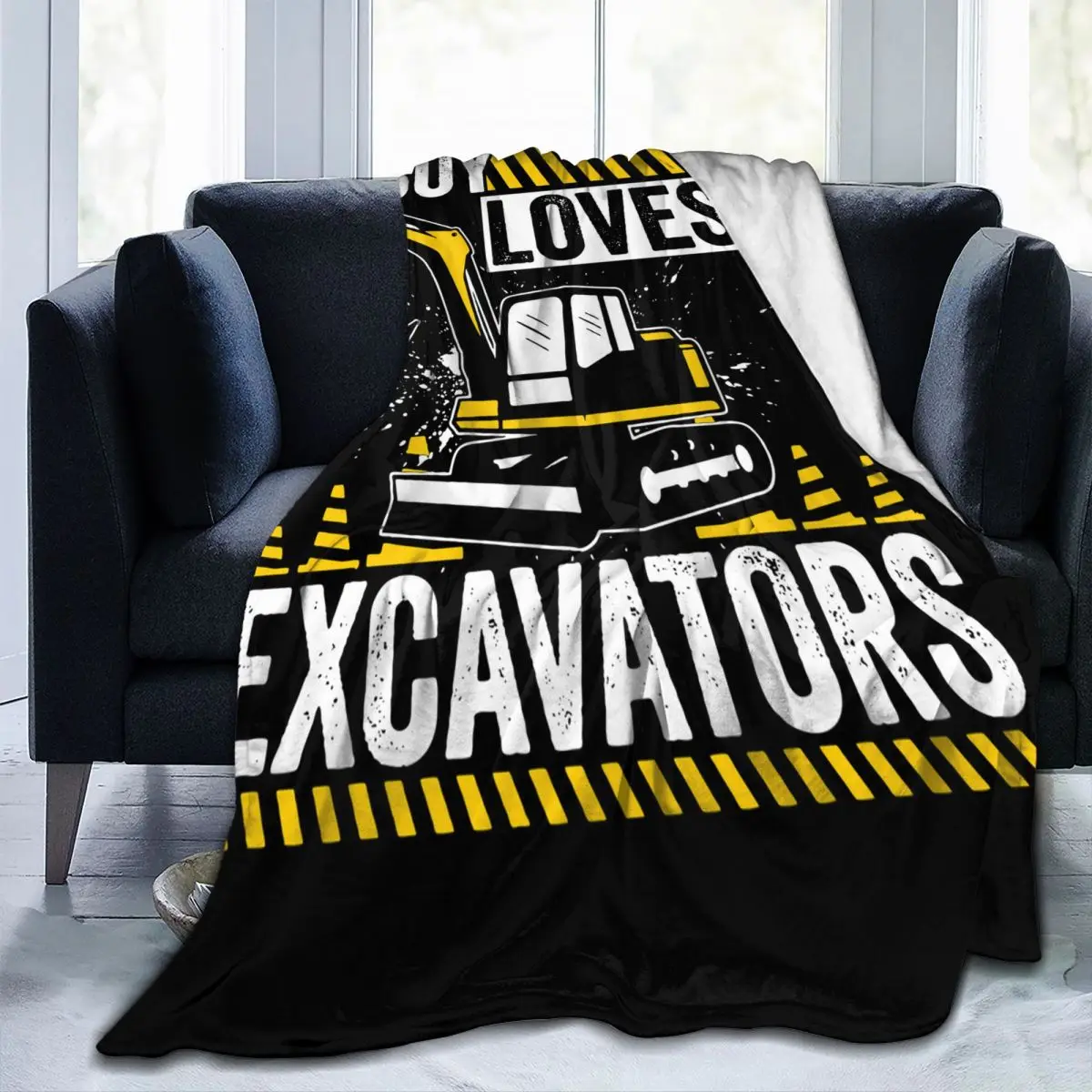 Boy Loves Excavators Blanket Fleece Spring/Autumn Breathable Super Warm ...