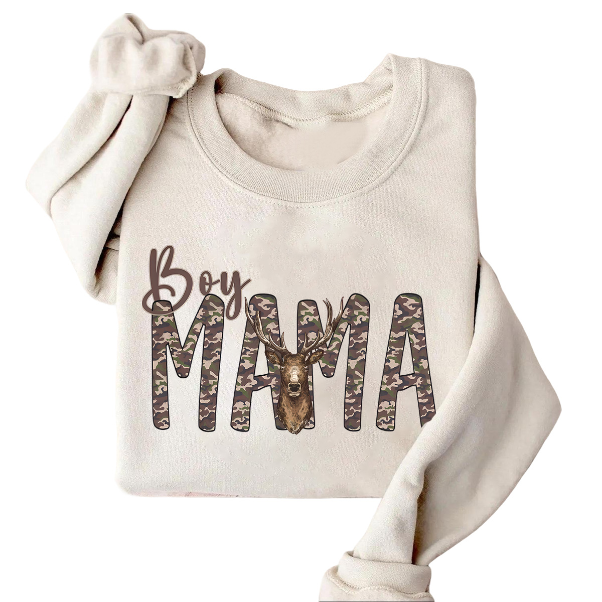 Boy Mama Camo Sweatshirt – Country Hunting Mom Crewneck with Deer Print ...