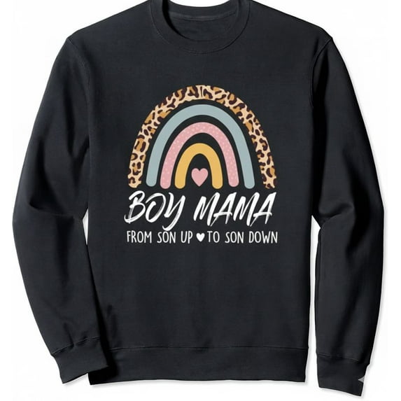 Boy Mama From Son Upto Son Down Leopard Rainbow Mother's Day SWEATSHIRT ...