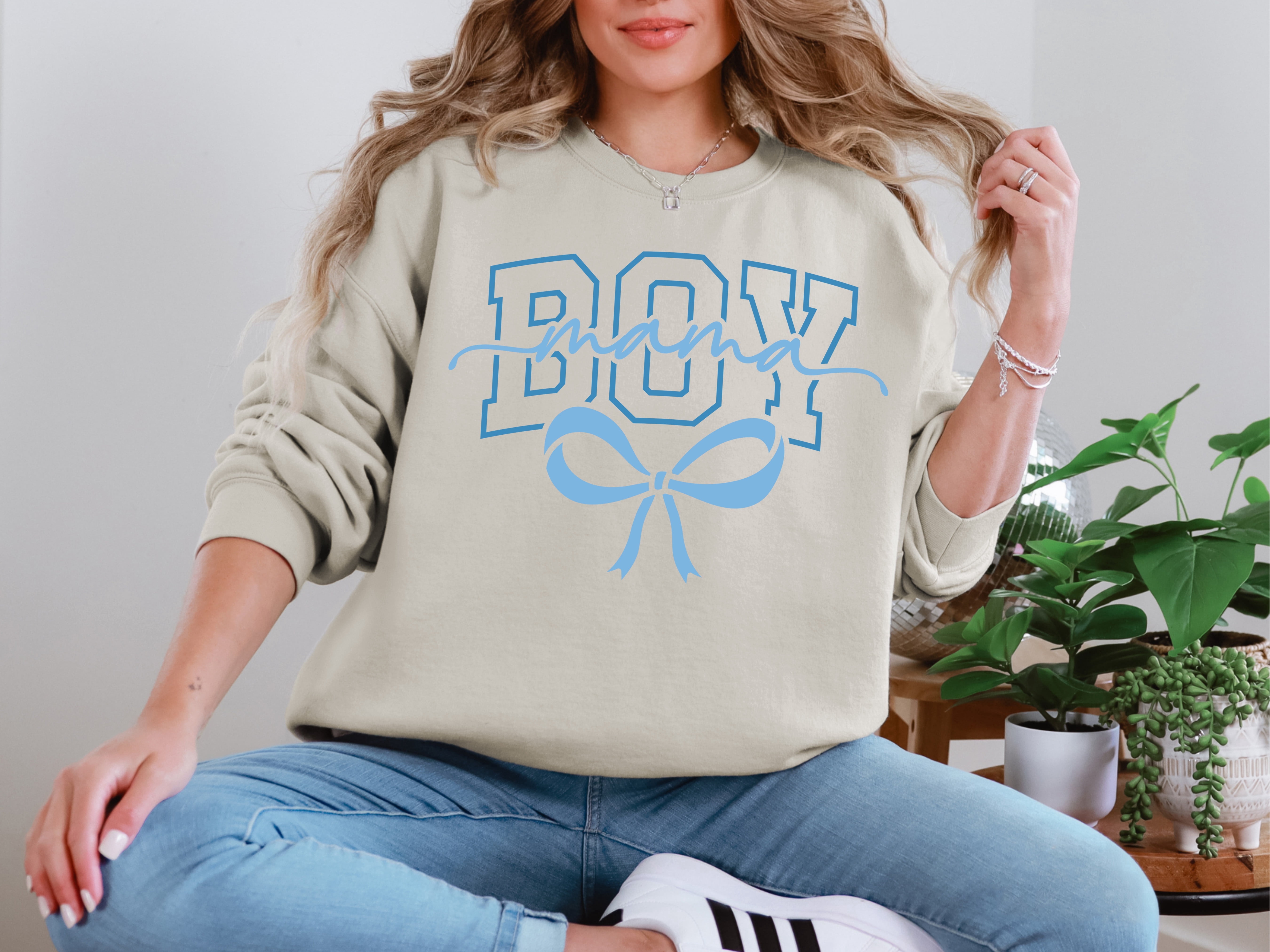 Boy Mama Sweatshirt - Coquette Boy Mom Sweater with Bow - Cute ...
