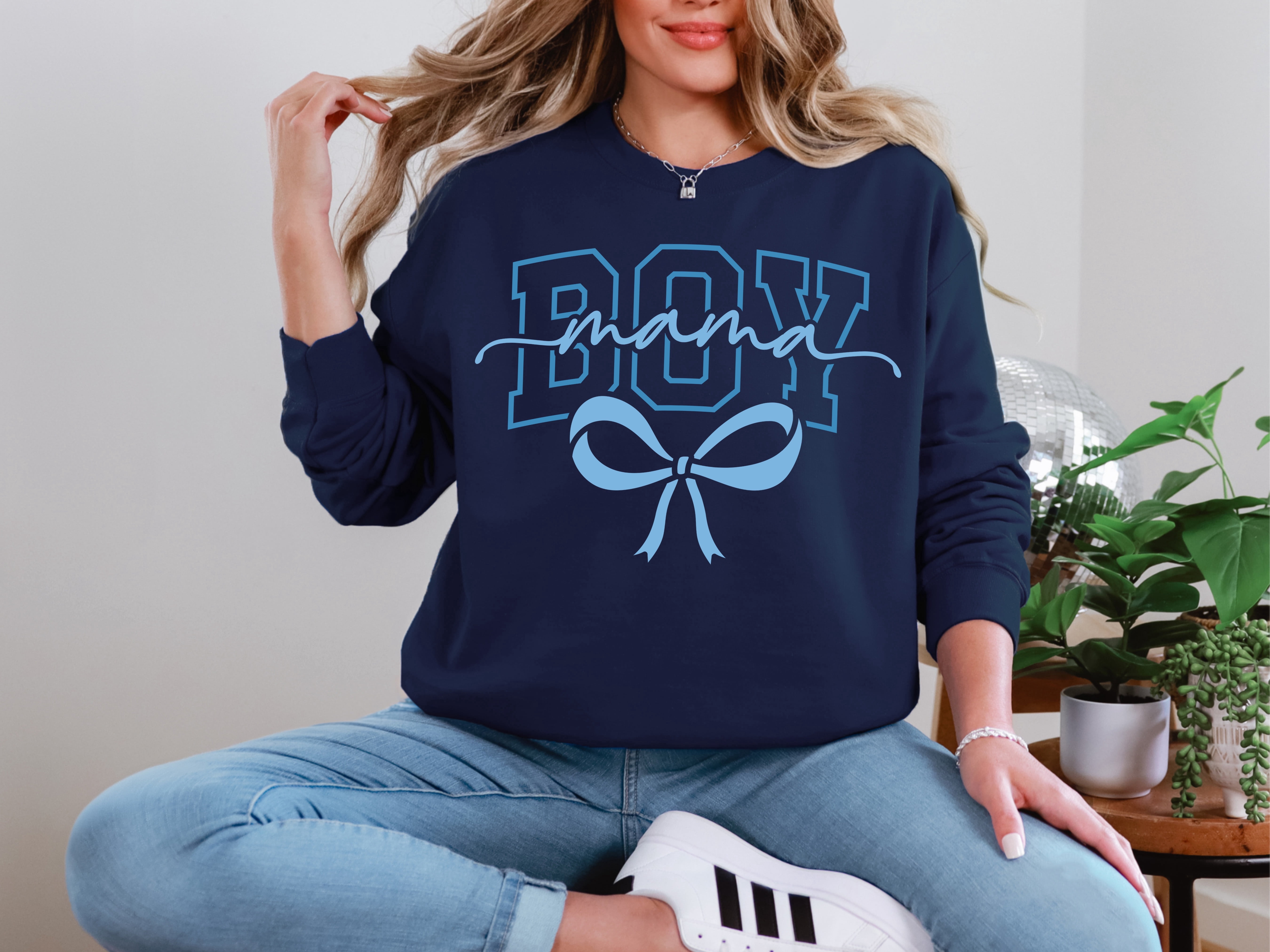 Boy Mama Sweatshirt - Coquette Boy Mom Sweater with Bow - Cute ...