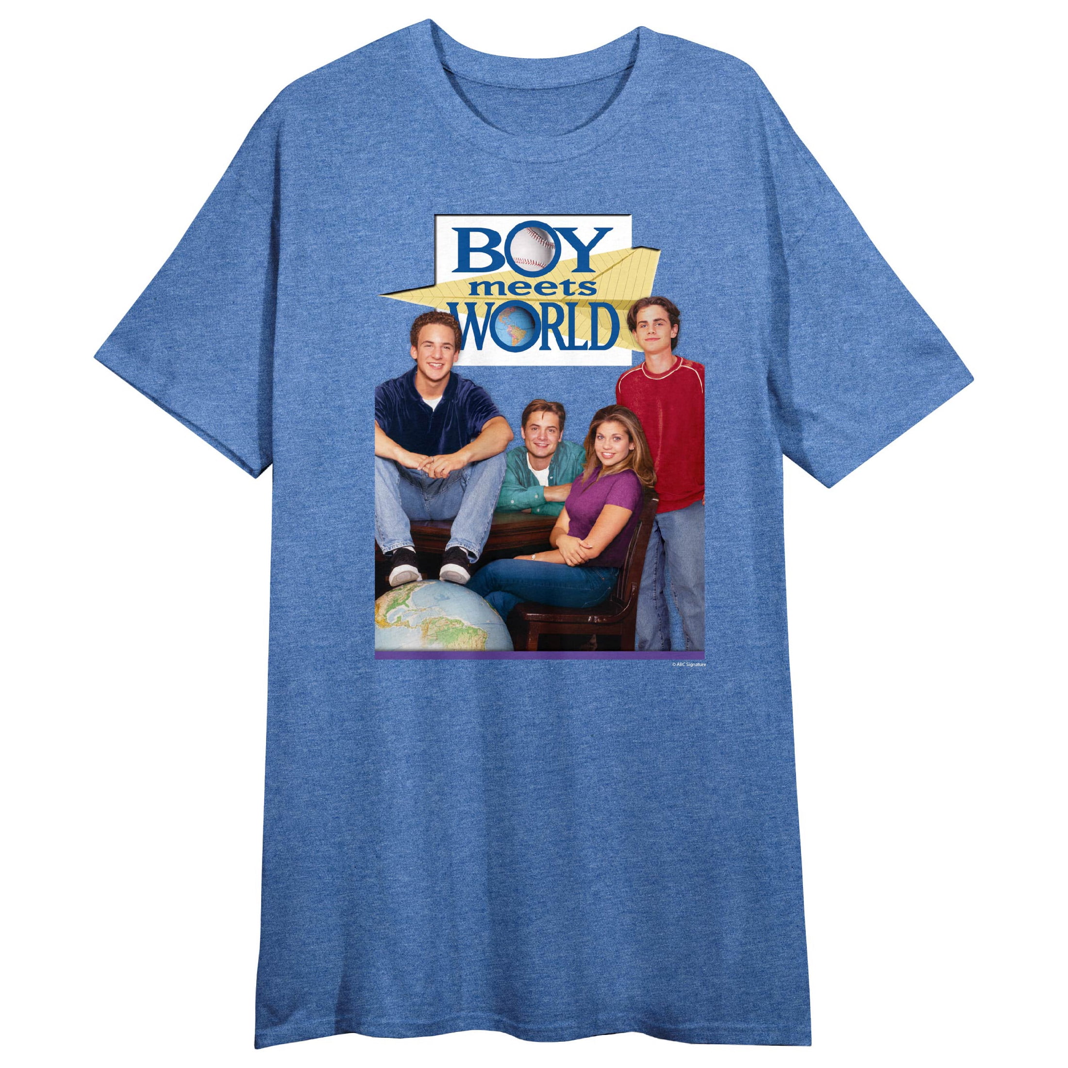 Boy Meets World Main Characters & Logo Crew Neck Short Sleeve Blue ...