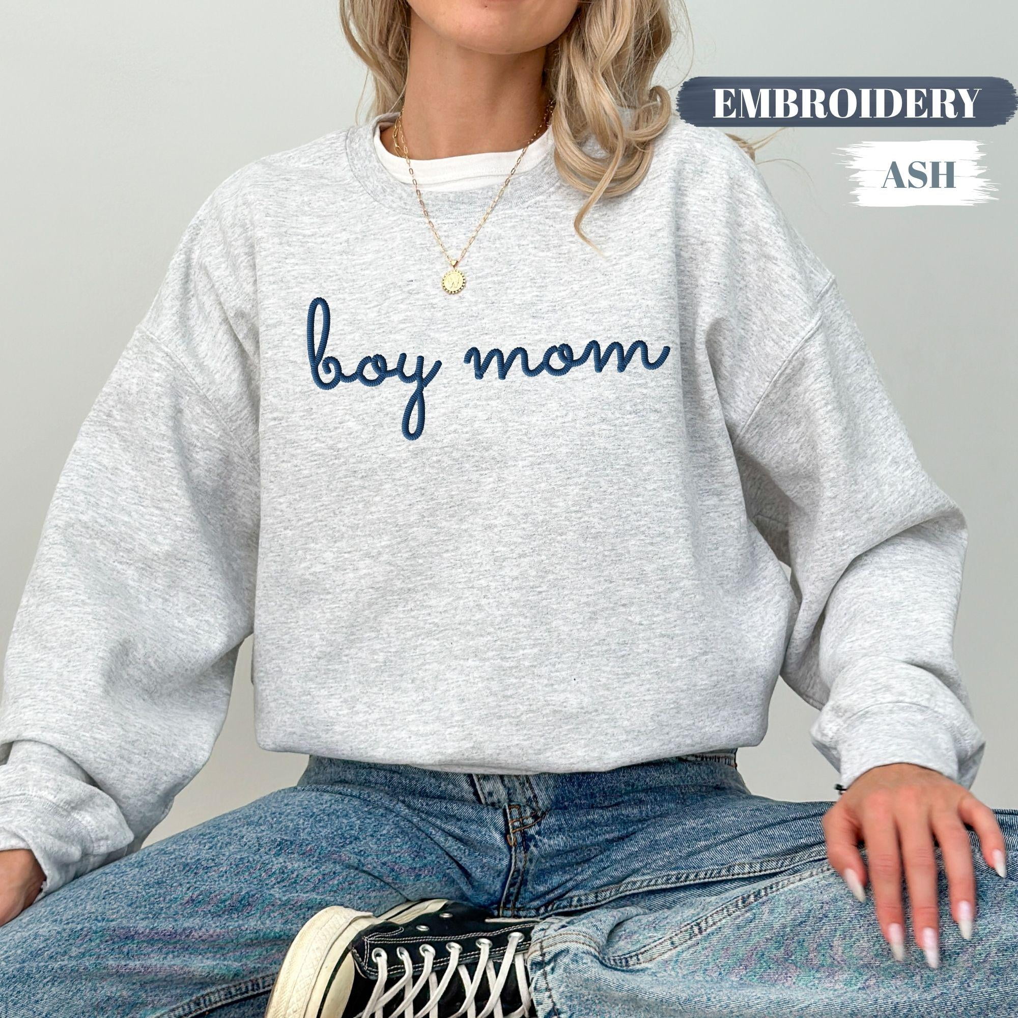 Boy Mom Embroidered Sweatshirt, Cute Boy Mama Gifts, Pregnancy ...