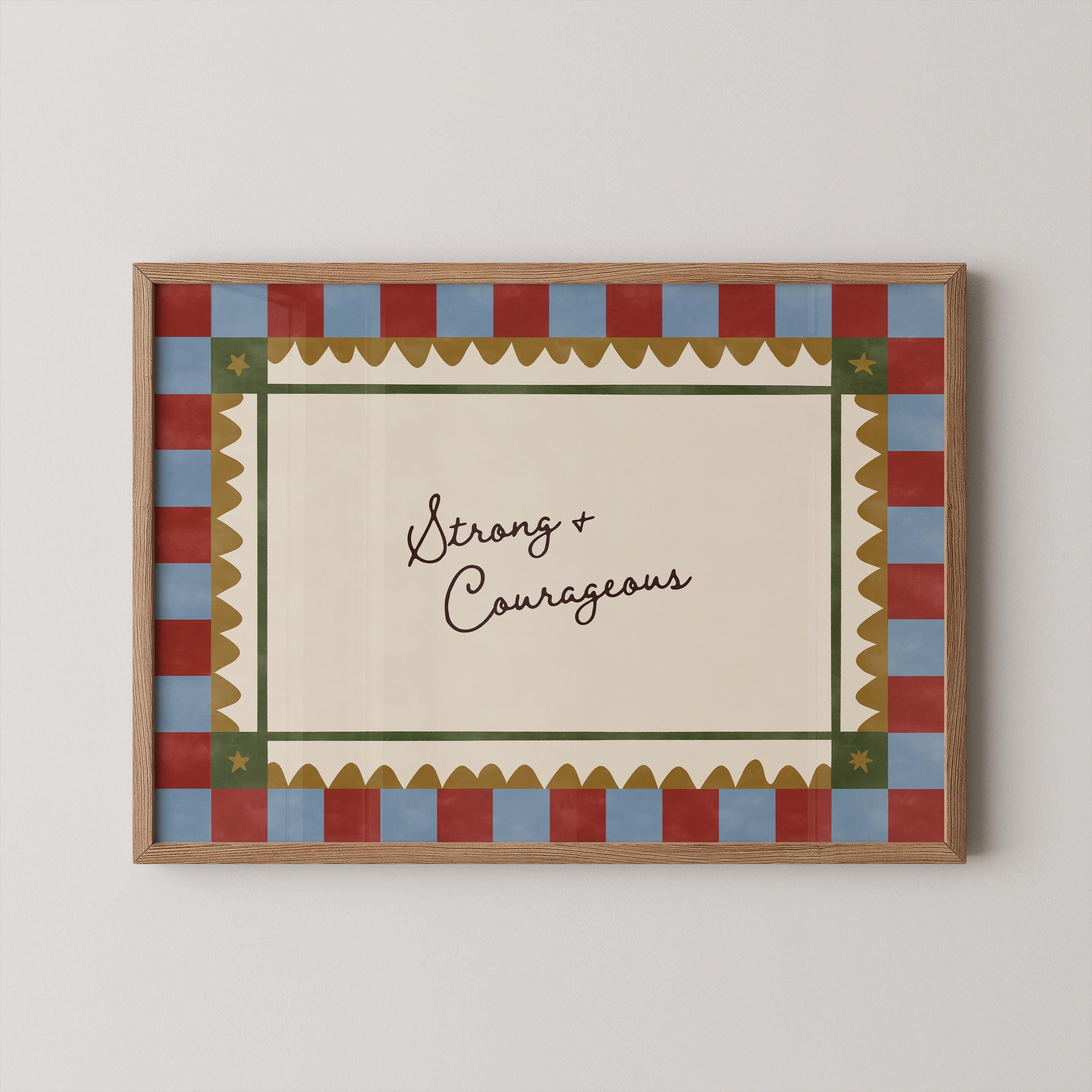 Boy Nursery Decor Strong And Courageous Christian Artwork Baby Boy ...