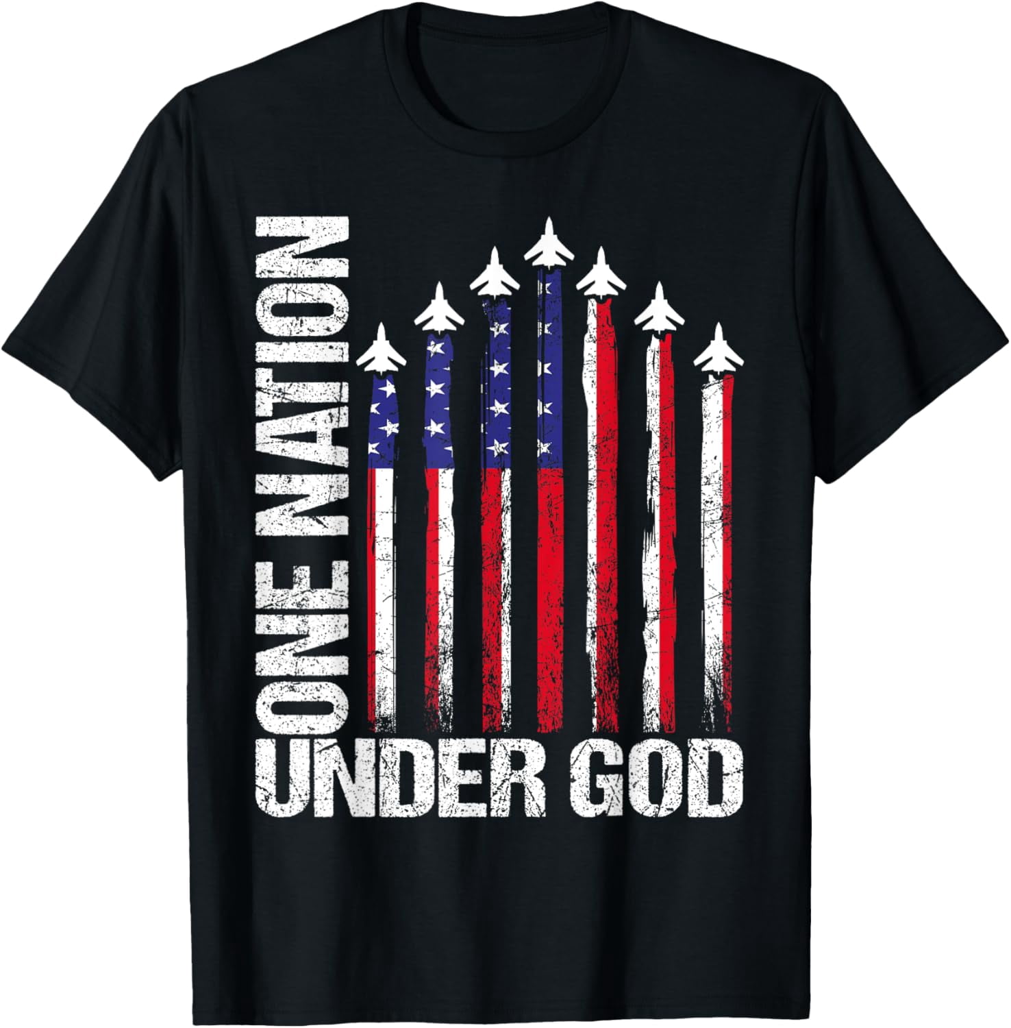 Boy One Nation Under God 4th July American Flag Fighter Jet Funny ...