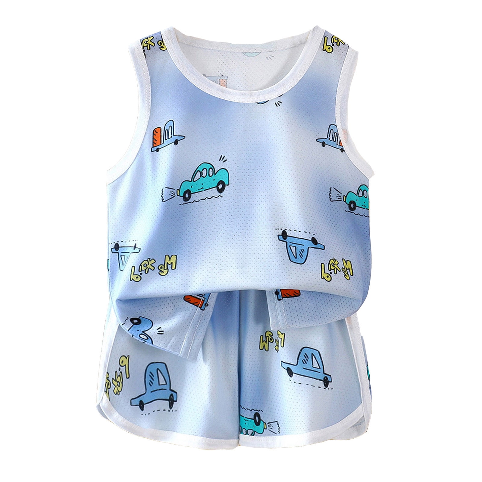 Boy Outfits Kids Girls Sleeveless Cartoon Prints Vest T Shirt Tops ...