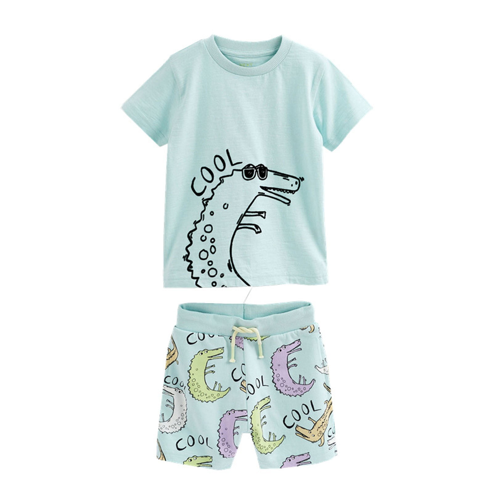 Boy Outfits Sets Dinosaur Print 2 Piece Knitted Short Sleeve T Shirt ...