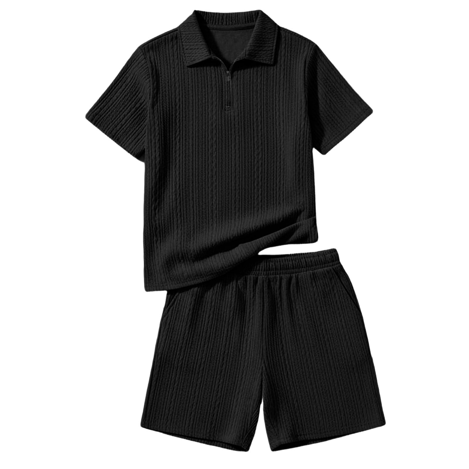 Boy Outfits Sets Quarter Zip Pullover Shorts Athletic Two Piece Kids ...