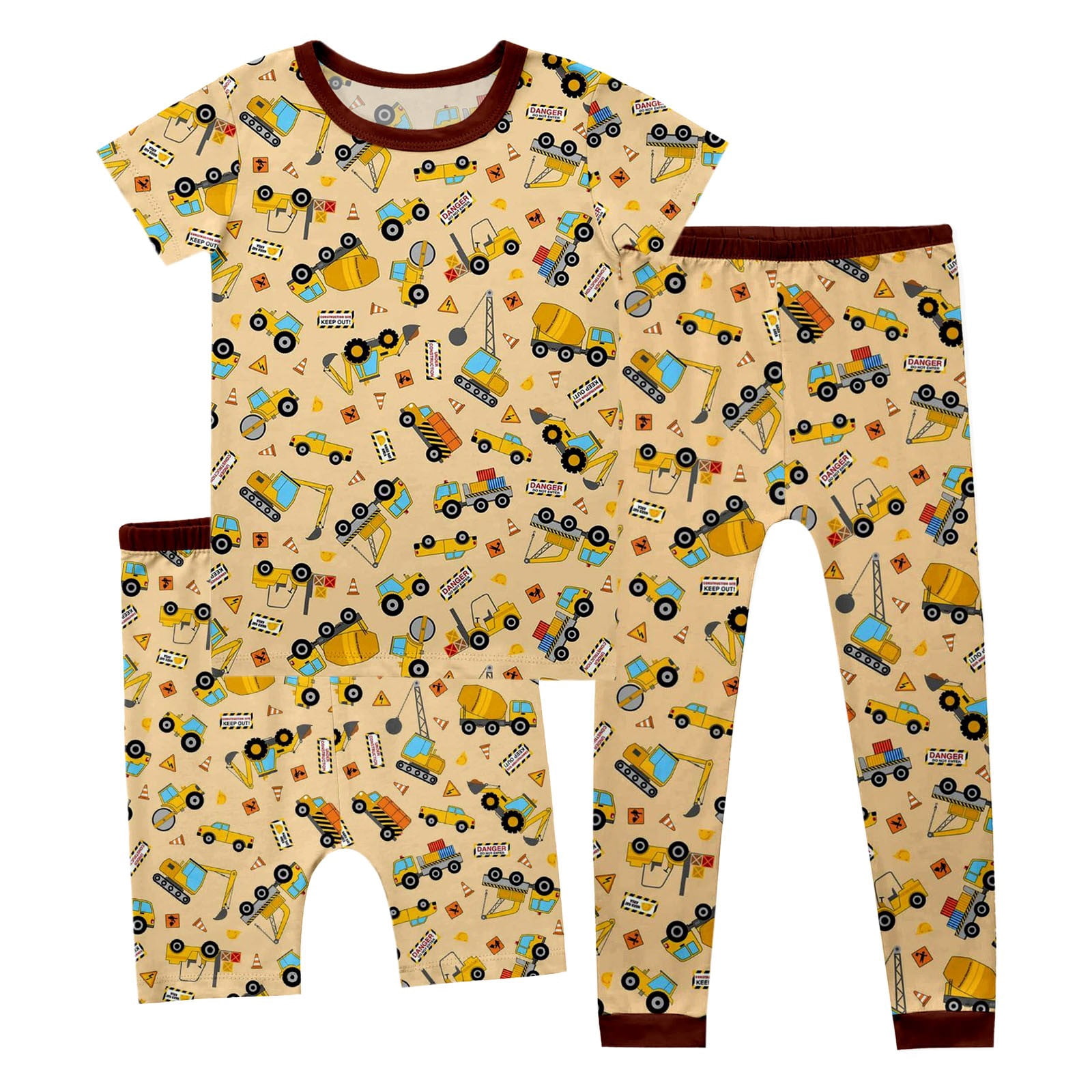 Boy Outfits Sets Toddler Kids Cartoon Excavator Truck Print Short ...