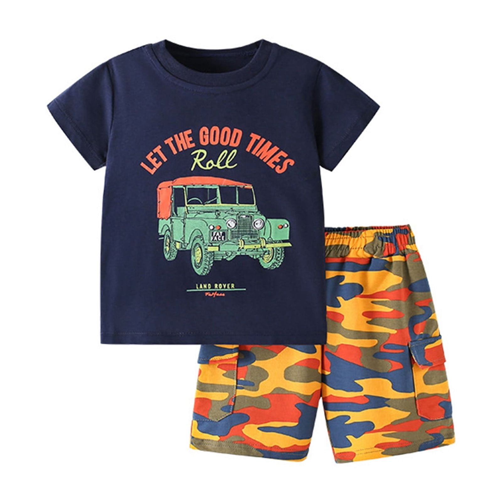 Boy Outfits Sets Toddler Short Sleeve Prints T Shirt Tops Shorts Kids ...