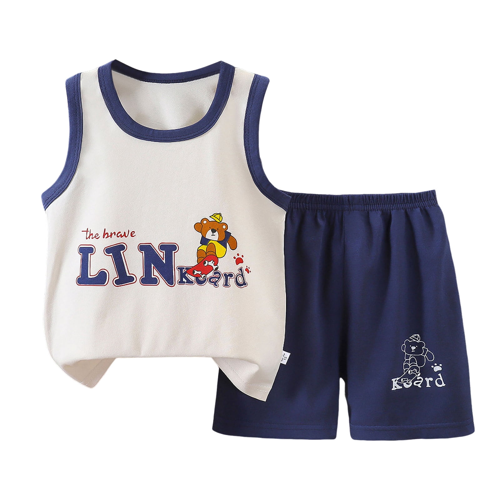 Boy Outfits Sleeveless Tshirts and Shorts Summer Two Piece Pajamas Sets ...
