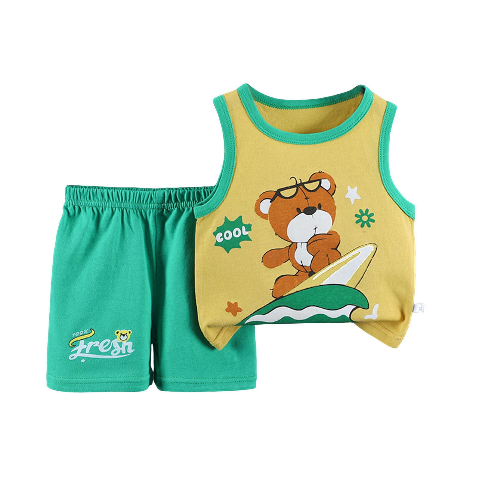 Boy Outfits Sleeveless Tshirts and Shorts Summer Two Piece Pajamas Sets ...