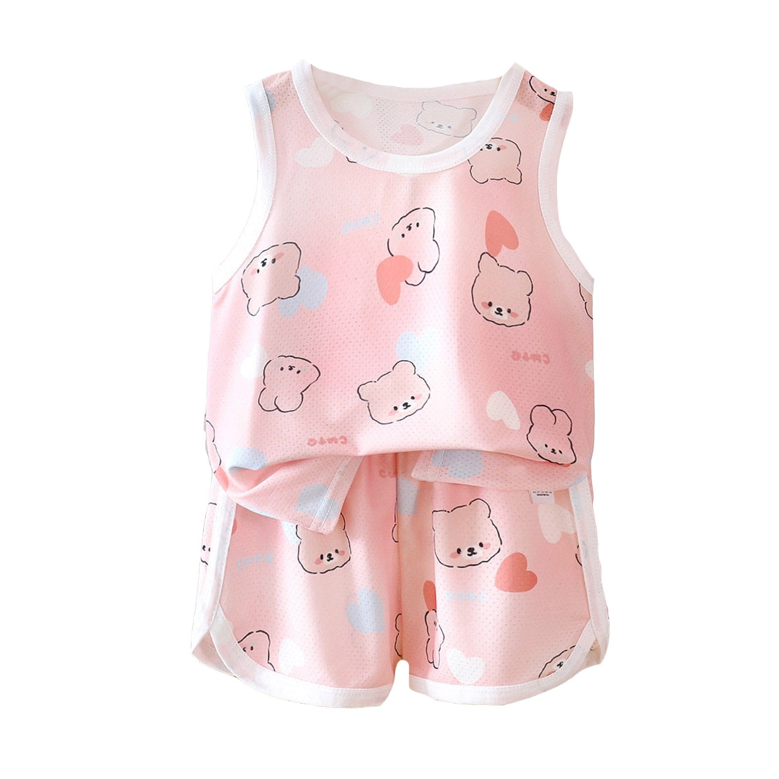 Boy Outfits Summer Sleeveless Cartoon Prints Vest T Shirt Tops And Shorts Sets 2Pcs Tracksuit ...