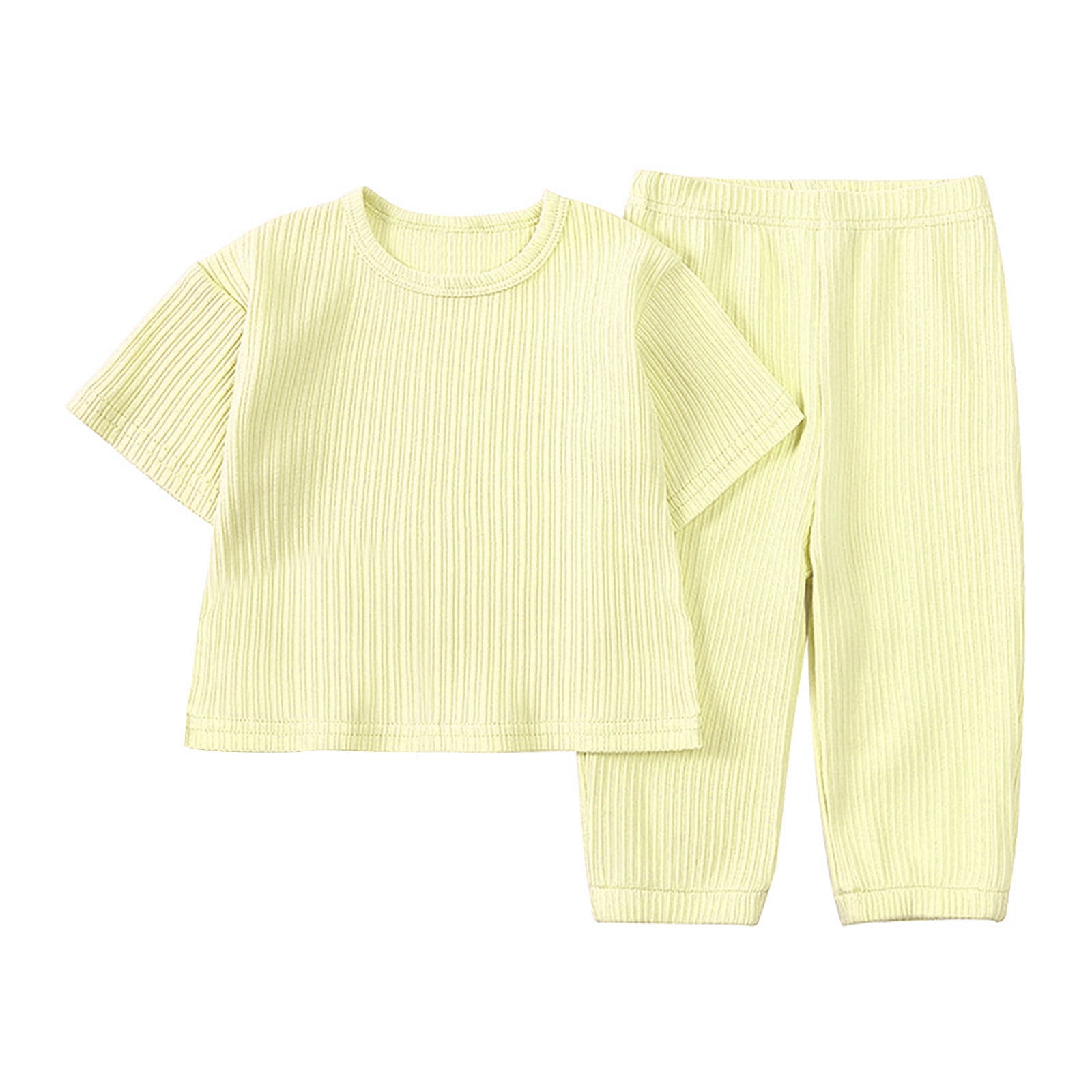 Boy Outfits Summer Solid Cotton Short Sleeve Knitted Ribbed Shirt And ...