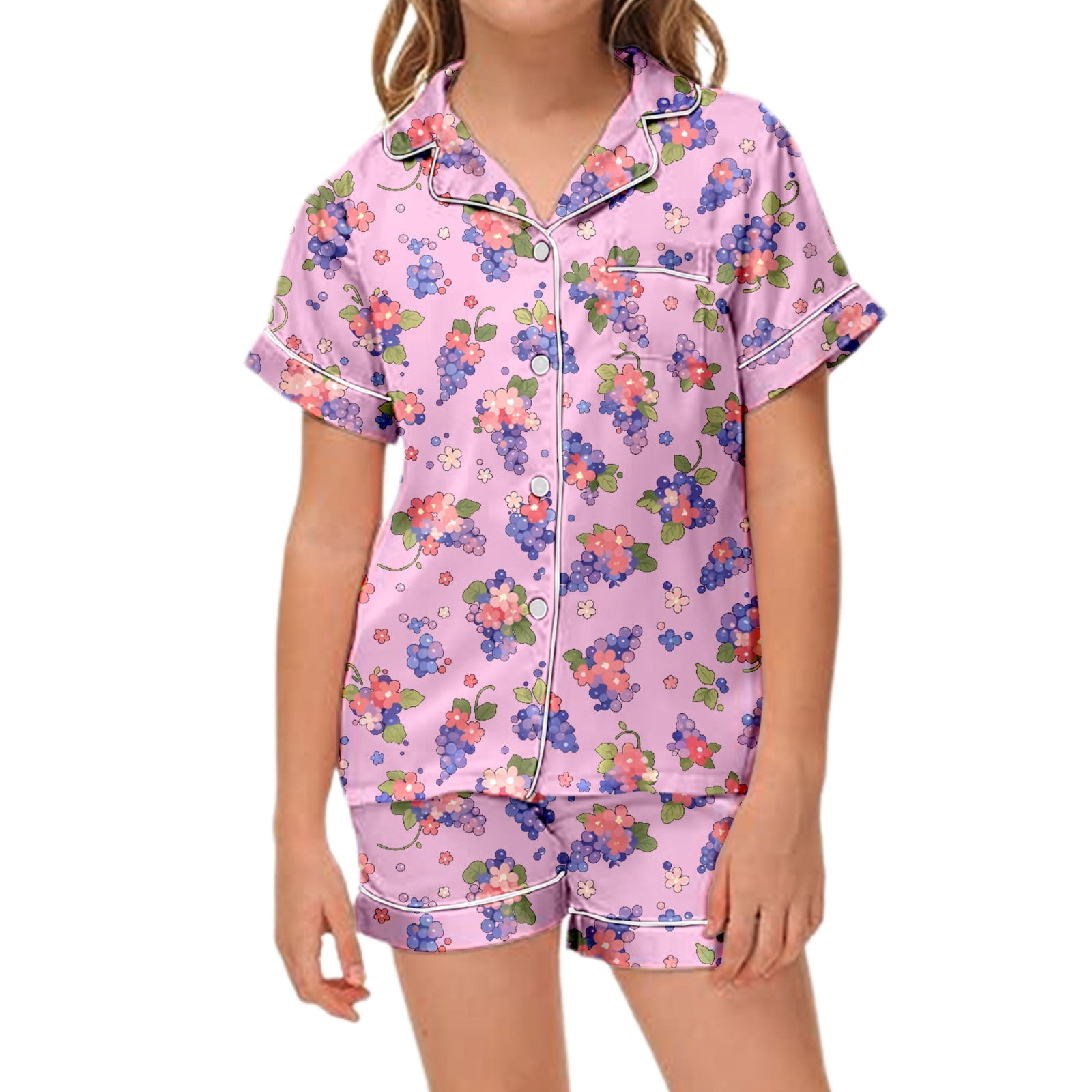 Boy Pajama Set Cartoon Kids Button Down Pajamas Set Classic Loungewear ...