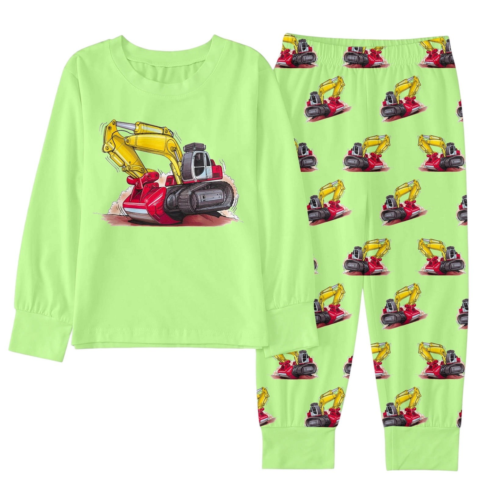 Boy Pajamas Boys Pajamas Sets Alien Excavator Cartoon Print Long Sleeve ...