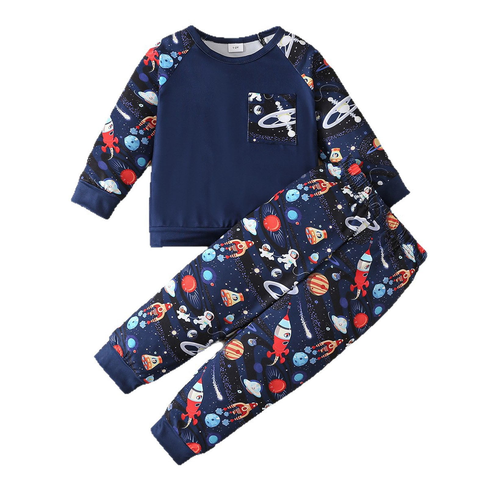 Boy Pajamas Boys Winter Pajamas Set Astronaut Print Long Sleeve ...