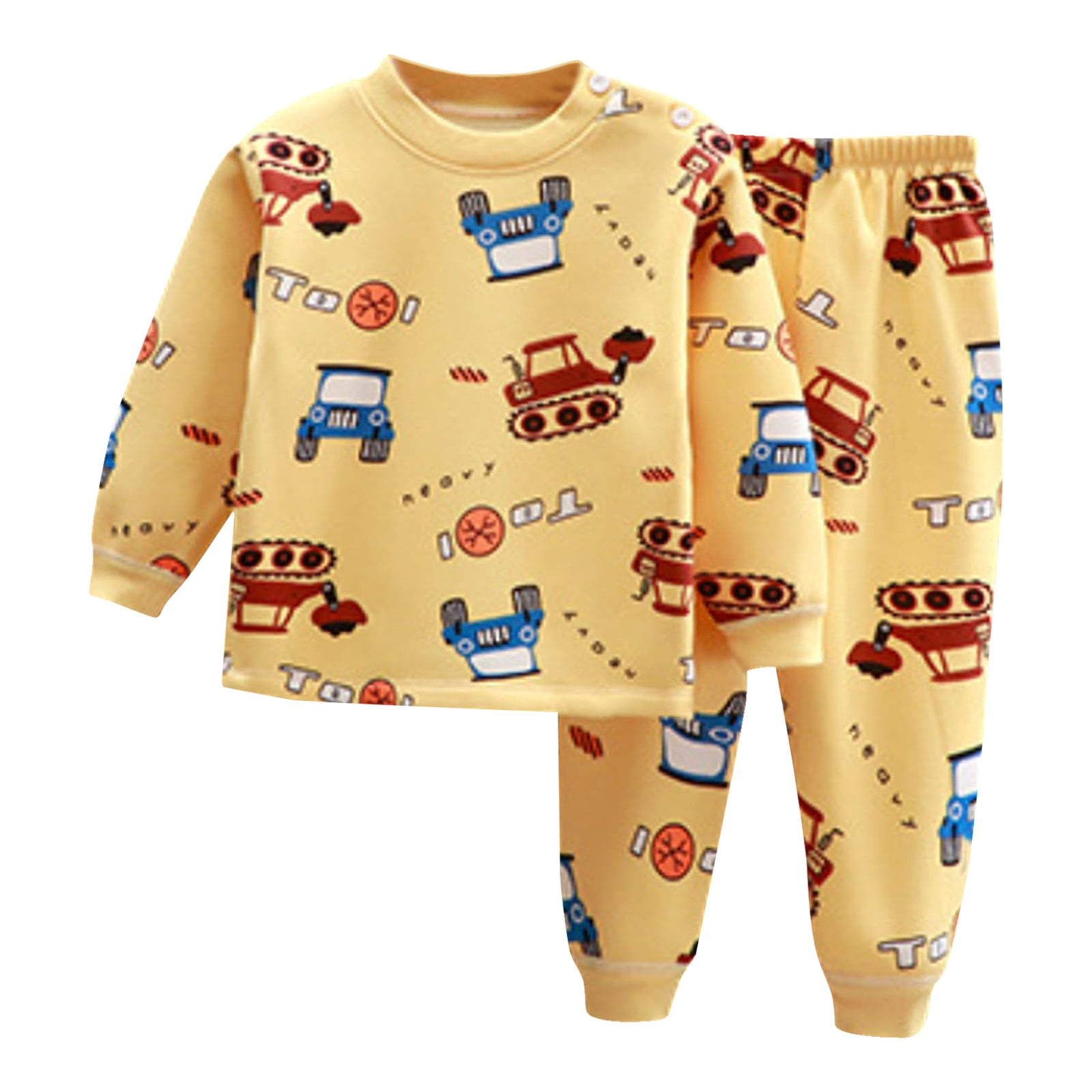 Boy Pajamas Cartoon Underwear Set With Velvet Home Clothes Baby Warm ...