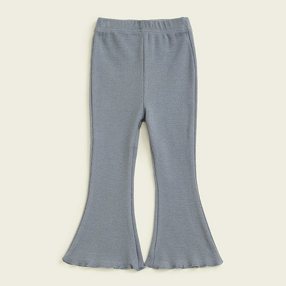 Boy Pants Kids Girls Ribbed Knit Flare Pants Ruffle Bell Bottoms ...