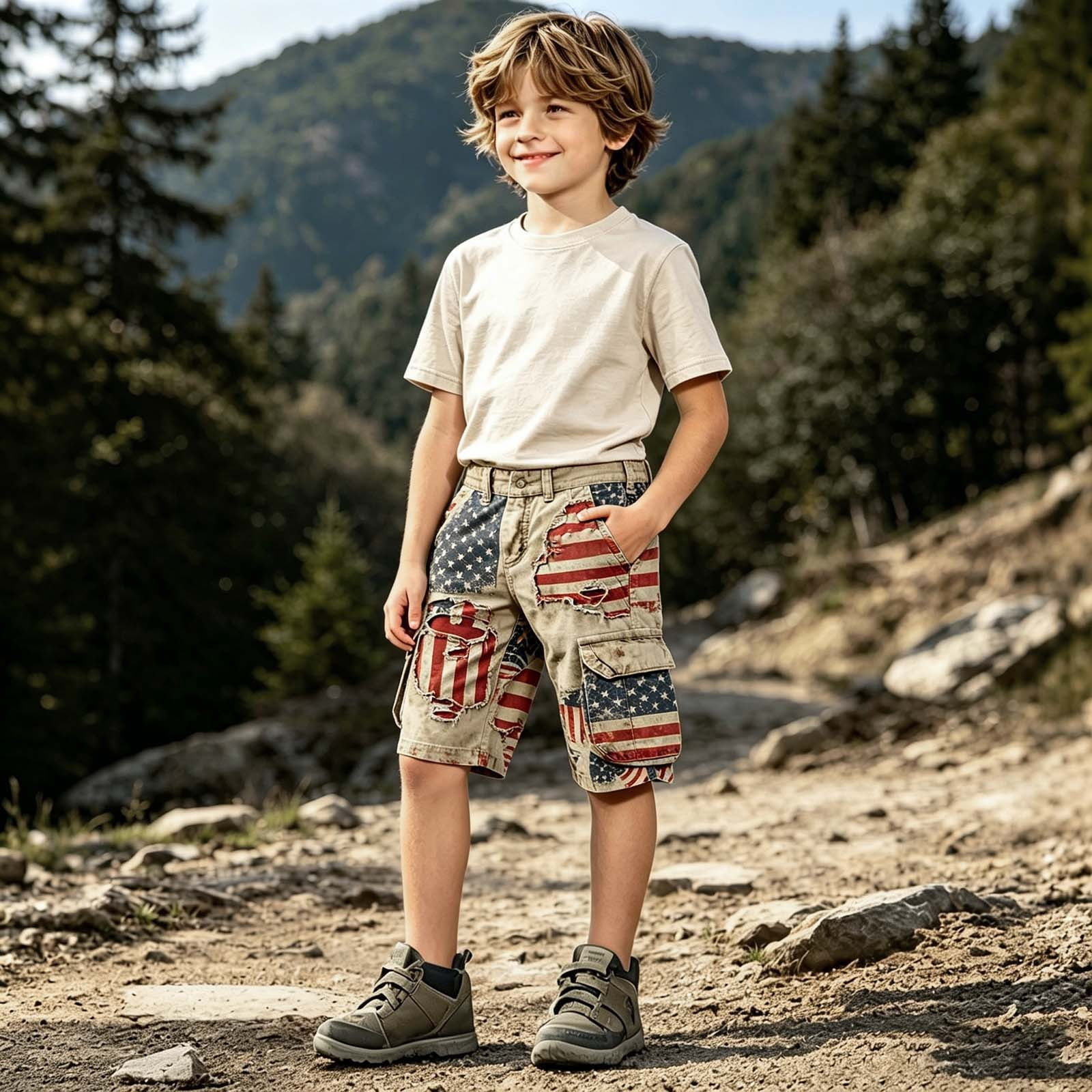 Boy Pants Size 5-6Y Kids Versatile Flat Front Straight Leg Chino Shorts ...