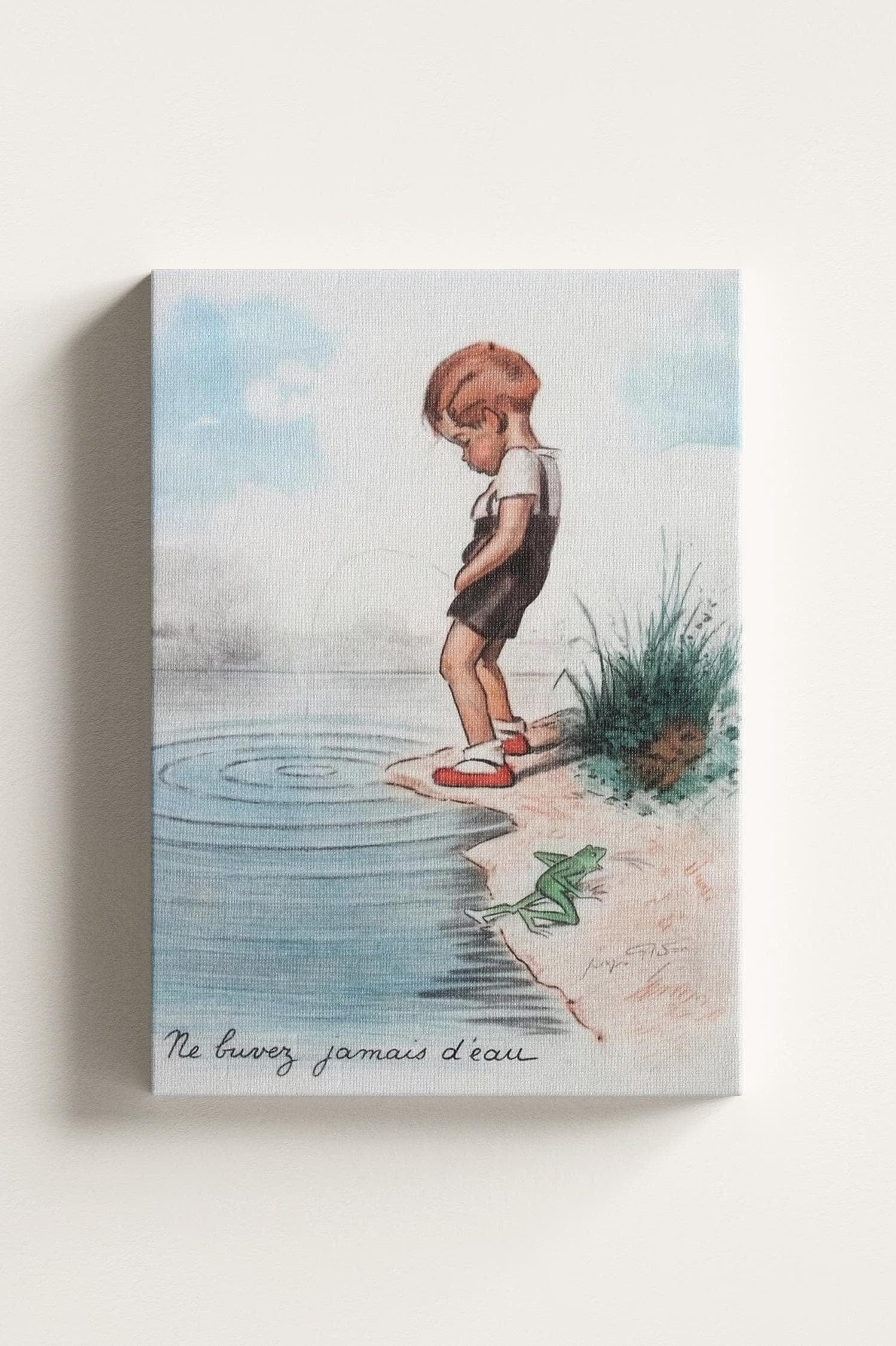 Boy Peeing In The Lake Poster Vintage Style Wall Decor Physical Poster ...