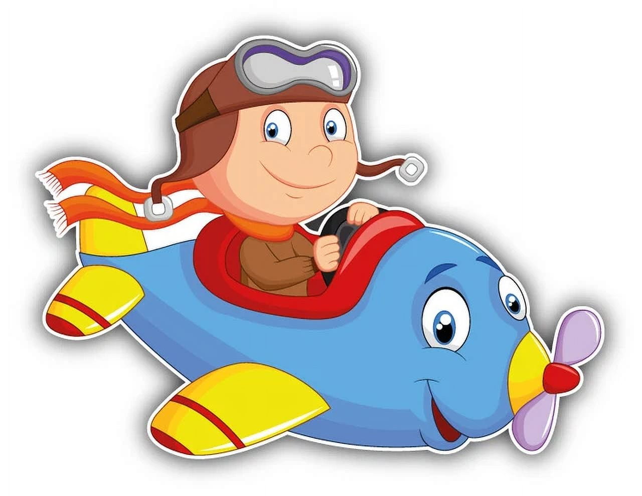 Boy Pilot Cartoon Car Sticker Phone Decal Water Bottle Stickers Car ...