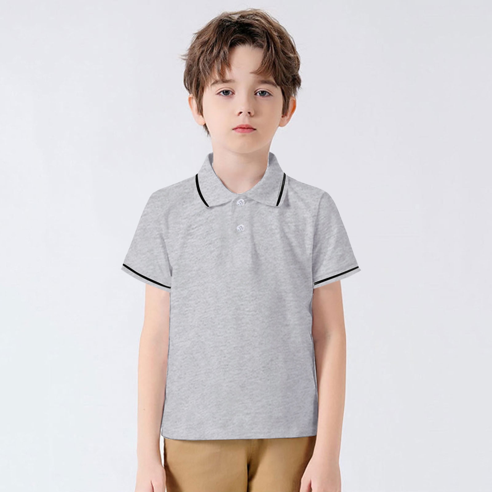 Boys Polo Shirt Boys Short Sleeve Shirt Grey Shirt Boys School Uniform Shirts for Boys 9-10 ...