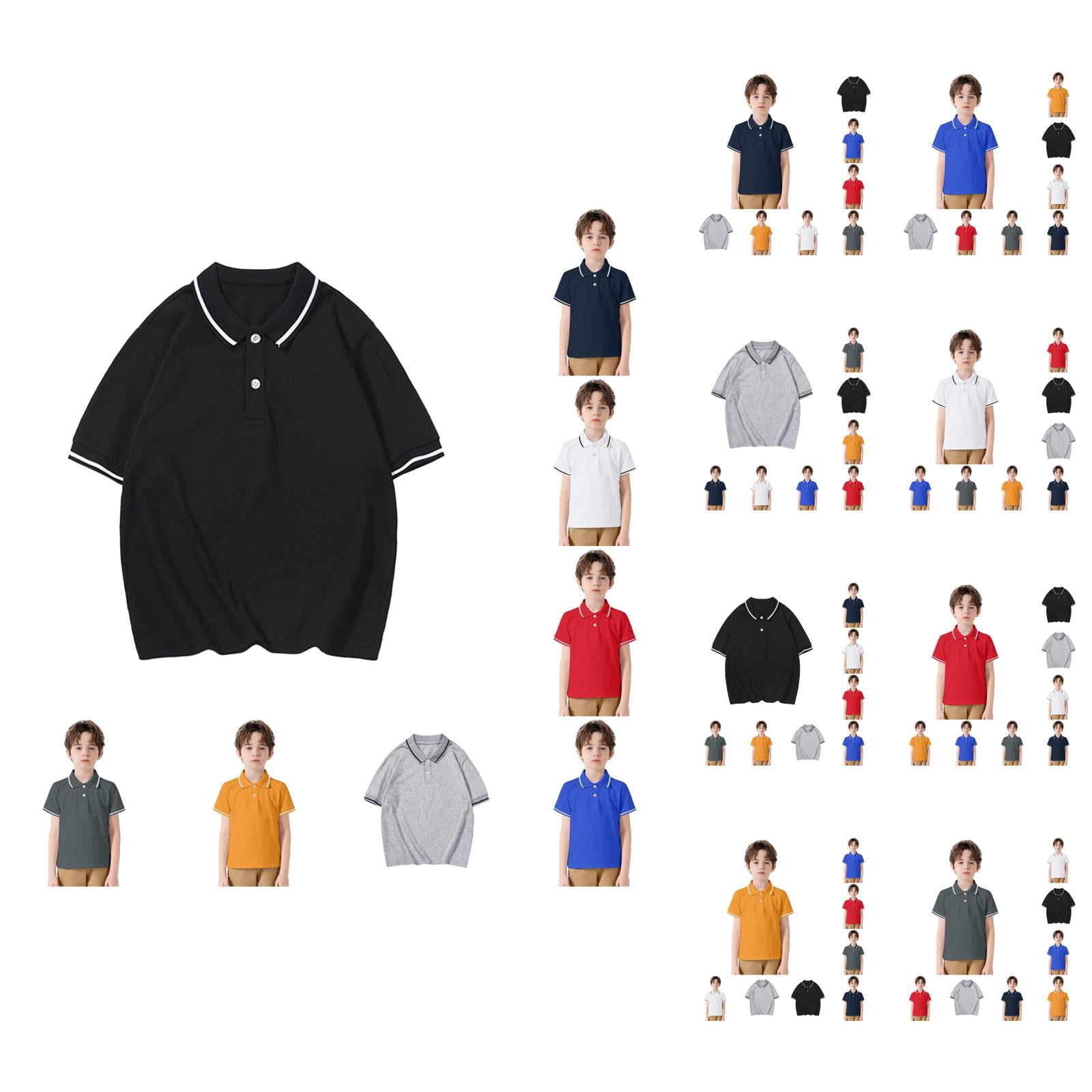 Boy Polo Shirts Short Sleeve Contrast Tipped Collar Tshirts for Boys ...