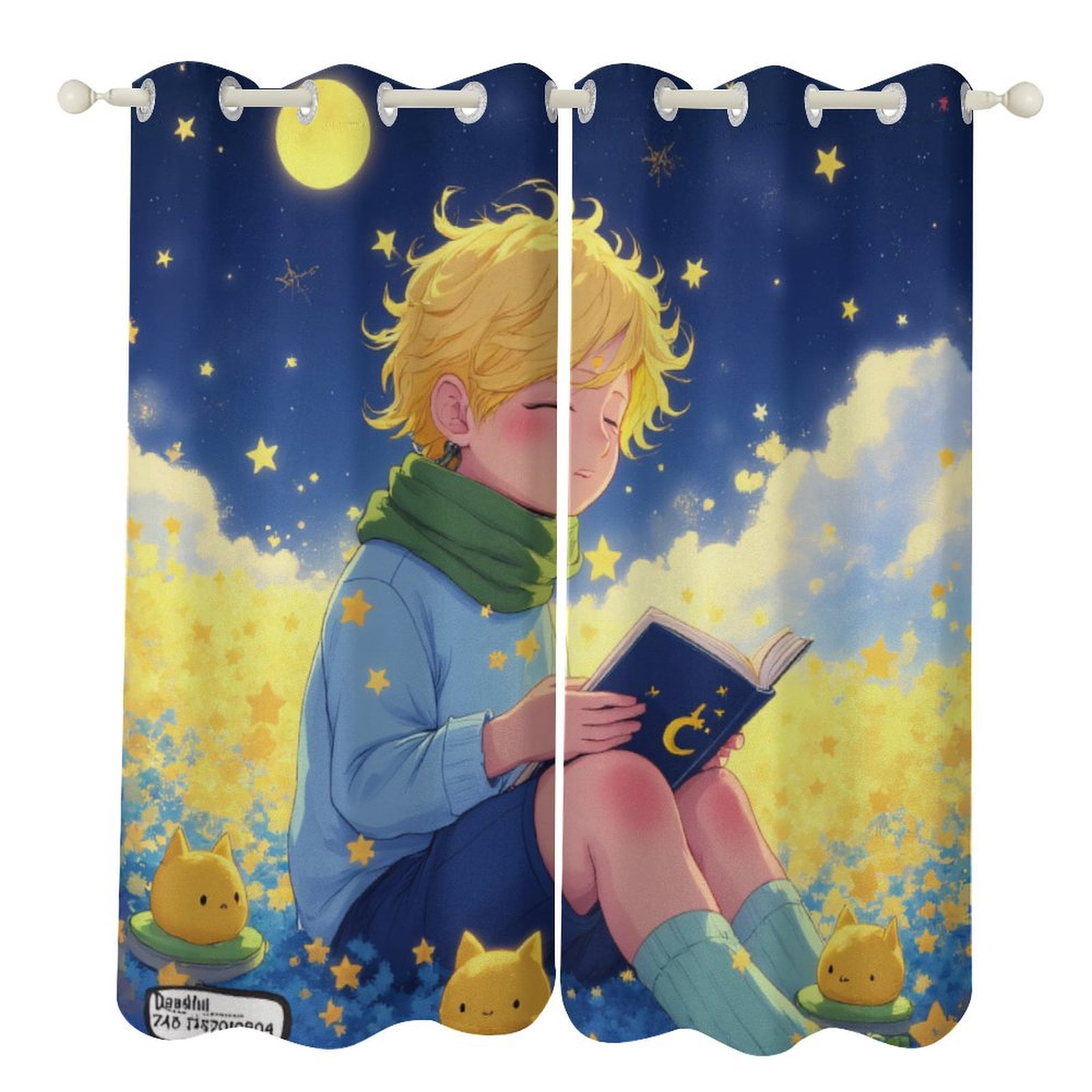 Boy Reading Under Starry Sky Luxury Window Curtains Blinds for Living ...