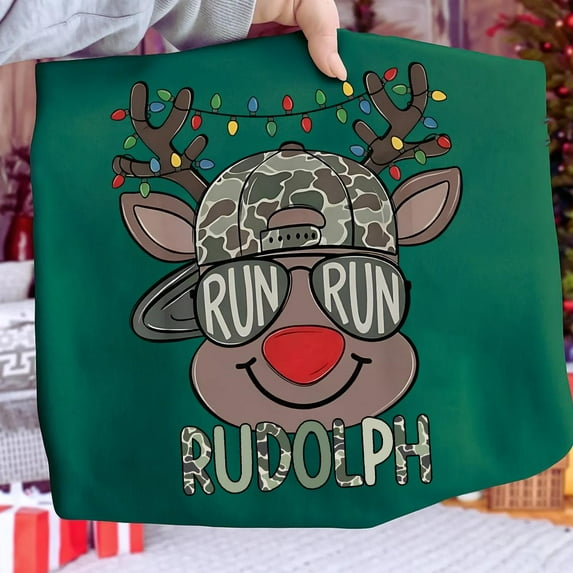 Boy Reindeer Camo Hat Ball Cap Christmas Shirt, Boy Christmas T-shirt ...