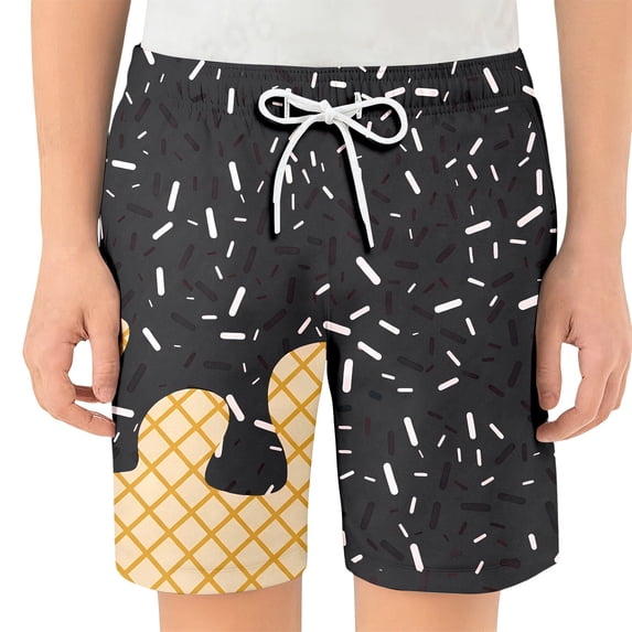 Boy'S Swim Trunks Ice Print Comfortable Elastic Waist Pool Party Pants ...