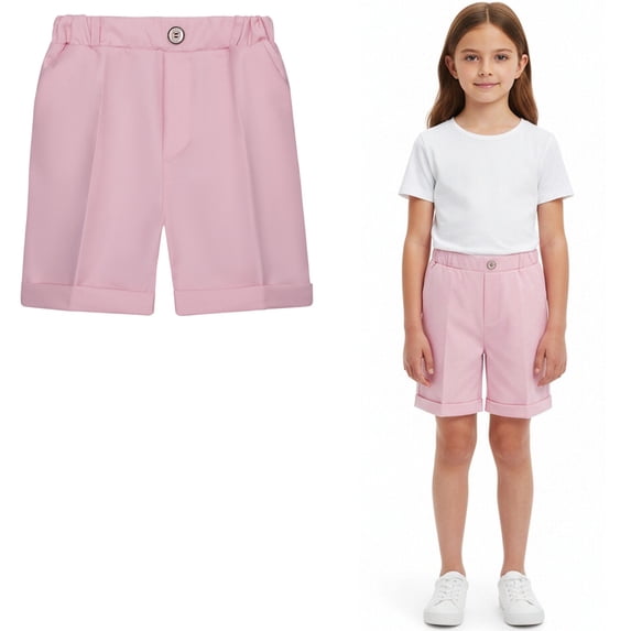 Boy School Uniform Flat Front Stretch Performance Short Pink Shorts ...