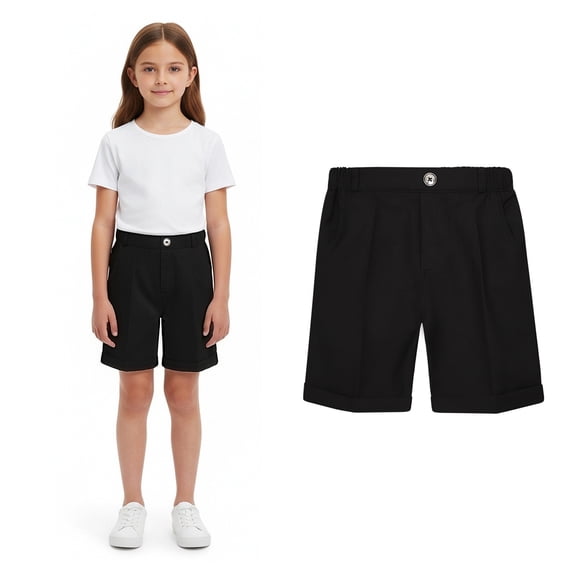 Boy School Uniform Stretch Flat Front Dress Short Toddler Boy Black ...