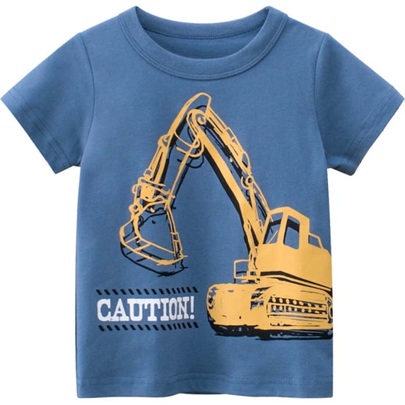 Boy Shirts Size 1-2Y Youth Construction Vehicle Print Short Sleeve ...